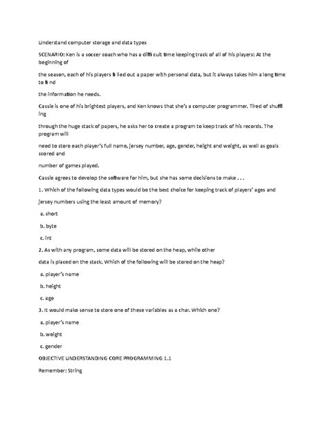 Understand Computer Storage And Data Types Understand Computer Storage And Data Types SCENARIO