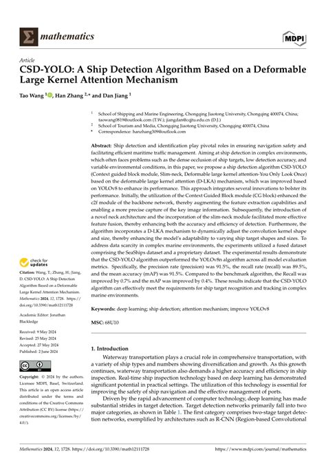 PDF CSD YOLO A Ship Detection Algorithm Based On A Deformable Large