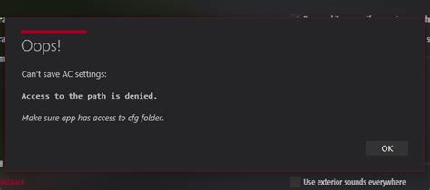 cfg folder access denied error any fix r assettocorsa