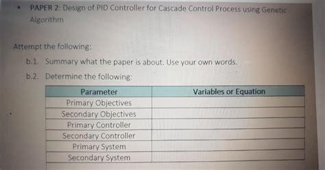 Solved PAPER 2 Design Of PID Controller For Cascade Chegg Com