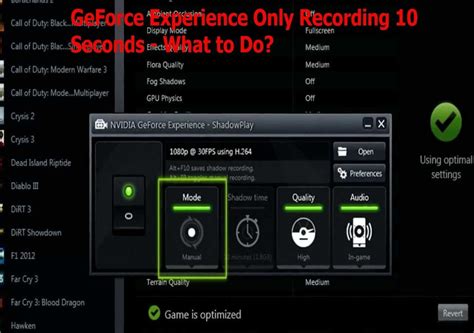 geforce experience only recording 10 seconds what to do easeus