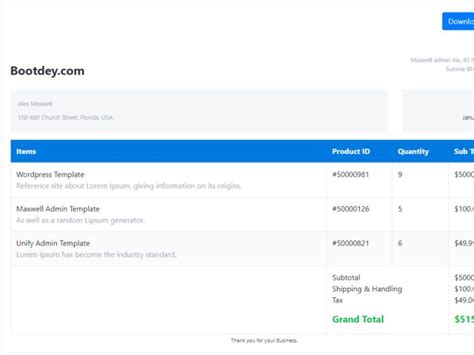 Best Simple Free HTML Invoice Templates