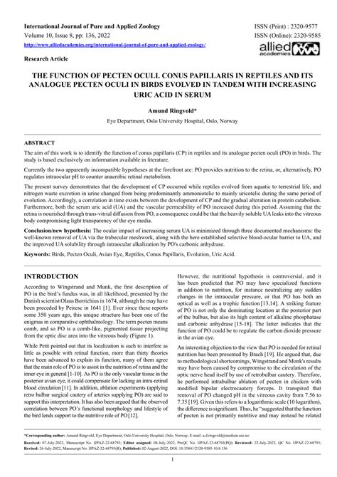 Pdf The Function Of Pecten Oculi Conus Papillaris In Reptiles And