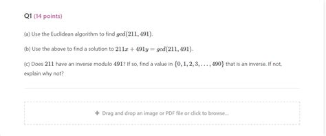 Solved Q1 14 Points A Use The Euclidean Algorithm To