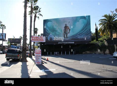 Aquaman Billboard Sunset Strip Los Angeles Hollywood 2024 Stock