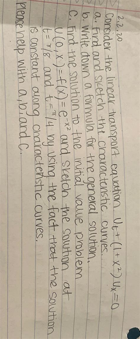 Solved 2 2 20consider The Linear Transport Equation