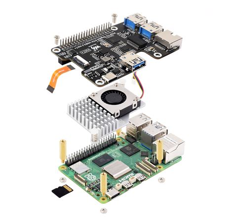 Pcie To Gigabit Ethernet And Usb 3 2 Gen1 Hat For Raspberry Pi 5 3x Usb 3 2 Gen1 1x Gigabit