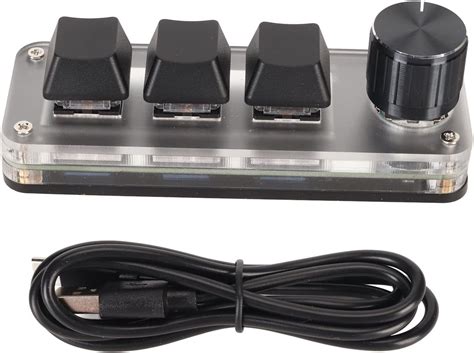 FC USB Mini Key Keypad Mechanical Gaming Keyboard With Knob Wired Programming Keypad Black