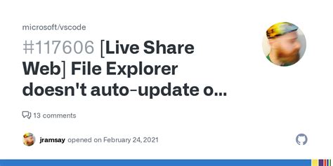 Live Share Web File Explorer Doesnt Auto Update On Adding A File Or