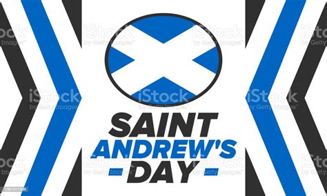 스코틀랜드에서 세인트 앤드류의 날 스코틀랜드에서 국가 날 해피 홀리데이 안데르마스는 11월 30일 매년 축하합니다 스코틀랜드 국기 애국적 요소 포스터 카드 배너 및 배경