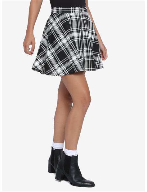 Black And White Plaid O Ring Skater Skirt Hot Topic
