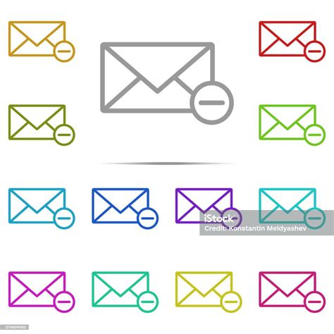 메시지 여러 가지 색상의 아이콘을 제거합니다 웹의 간단한 개요 벡터 Ui 및 Ux 웹 사이트 또는 모바일 응용 프로그램에 대한 최소 세트 0명에 대한 스톡 벡터 아트 및