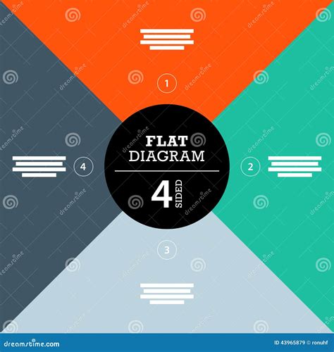 Flat Geometric Diagram Template For Your Business Presentation With Text Areas And Icons