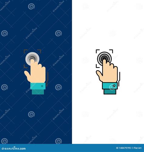 Fingerprint Identity Recognition Scan Scanner Scanning Icons Flat