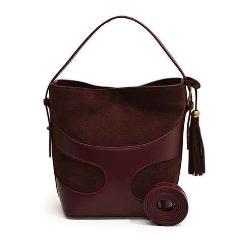 Bleeus Women Bag Women Suede Shoulder Bag Large Capacity Bucket Bag
