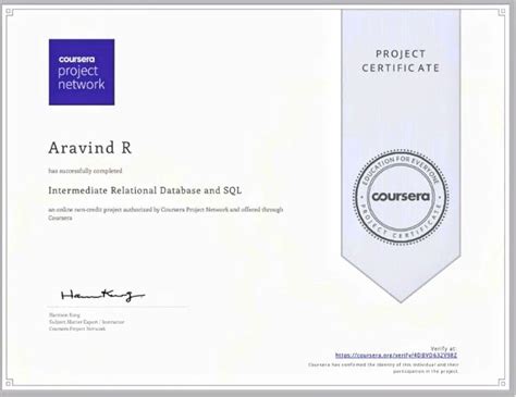 Aravind R On Linkedin Just Wrapped On Sql In Coursera Excited To Share Here And Accomplished