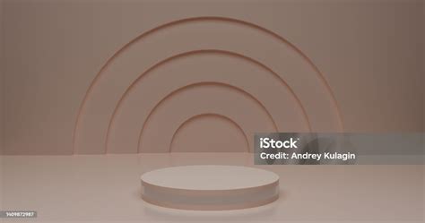 자연스러운 파스텔 색상의 추상적 인 배경에 베이지 색 톤 실린더의 최소 연단 기하학적 모양의 장면입니다 빈 쇼케이스 화장품