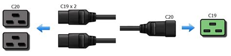 C20 To 2 X C19 Splitter Power Cords PDU Whips