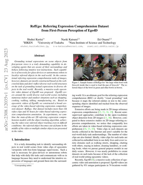 Pdf Refego Referring Expression Comprehension Dataset From First Person Perception Of Ego4d
