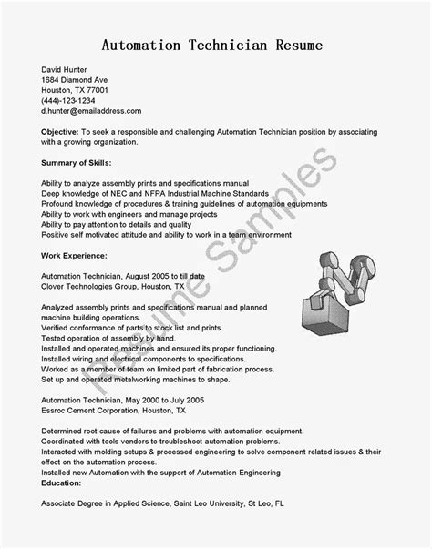 Resume Samples Automation Technician Resume Sample