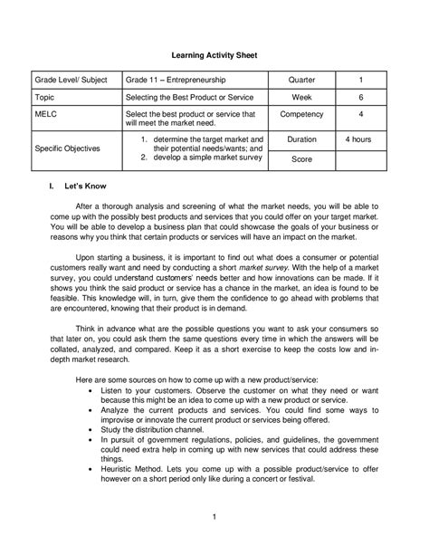 Entrepreneurship Senior High School Module Summaries Business Docsity