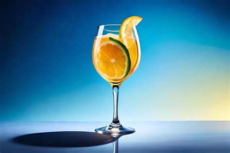 Premium Photo A Glass Of Cocktail With A Slice Of Lime And A Slice Of