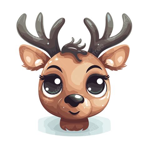 귀여운 순록 얼굴 벡터 스티커 클립 아트 큰 눈과 큰 귀를 가진 만화 전나무 사슴 머리 상표 클립 아트 Png 일러스트 및 벡터 에 대한 무료 다운로드 Pngtree