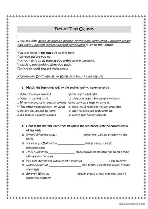 Future Time Clauses English Esl Worksheets Pdf And Doc