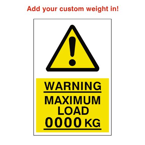 Maximum Load Sign Kg Custom Weight Safety Uk