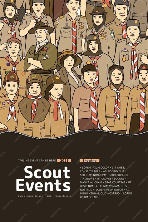 Premium Vector Scout Event Poster With Indonesian Scout Uniform Illustration
