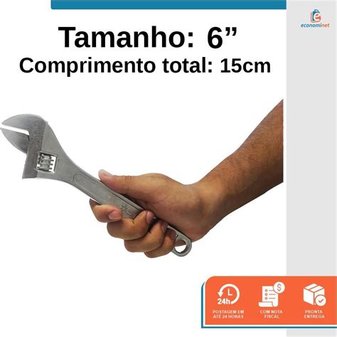Chave Inglesa Ajustável Em Aço Carbono Cromado 6