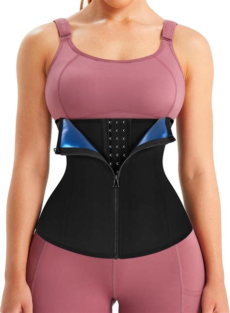 Leinidina Womens Waist Trainer Corset With Zipper Sweat Waist Trimmer