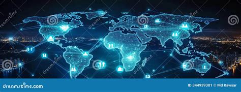 Global Network Connectivity Digital Map Stock Illustration Illustration Of Connectivity