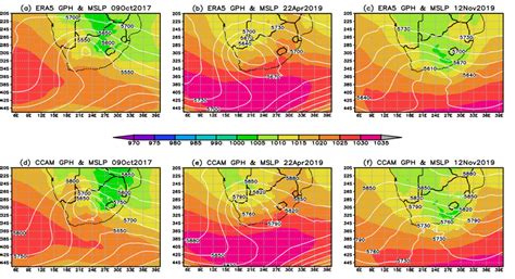 The Era5 Reanalysis Sea Level Pressure In Shaded Colors And 500 Hpa