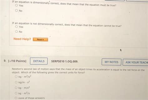 Solved If An Equation Is Dimensionally Correct Does That