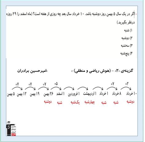 هوش ریاضی و منطقی نمونه سوال هوش بخش 4پاسخ فاطمه حلاجیان