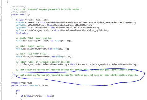 Coded Ui Tests Last Action On Row Was Not Recorded Because The Control Does Not Have Any Good