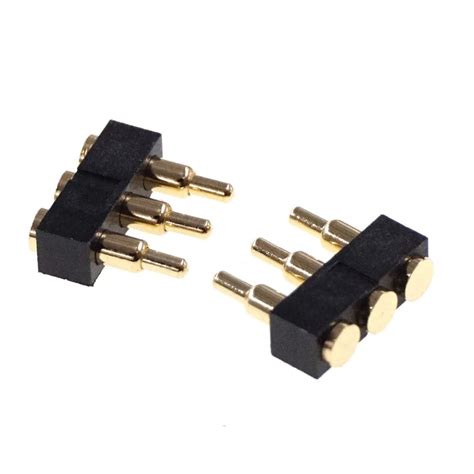 10 Pcs 스프링로드 포고 핀 커넥터 3 핀 피치 254mm 표면 실장 Pcb Smt 황동 소재 골드 1u 배터리 커넥터