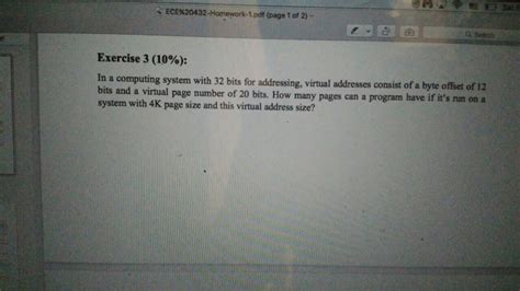 Solved In A Computing System With 32 Bits For Addressing