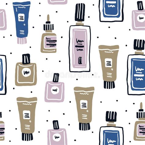 Cute Girlish Makeup Items Seamless Pattern Stock Vector Illustration