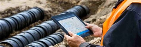 Construction Site Supervision Engineer Monitoring Pipe Installation