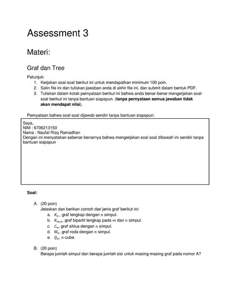 Graf And Tree Informatics Mathematics Assessment 3 Materi Graf Dan
