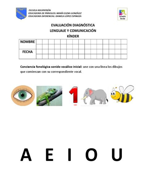 Evaluación Diagnóstica Kínder Lenguaje Verbal Pdf Educación De La