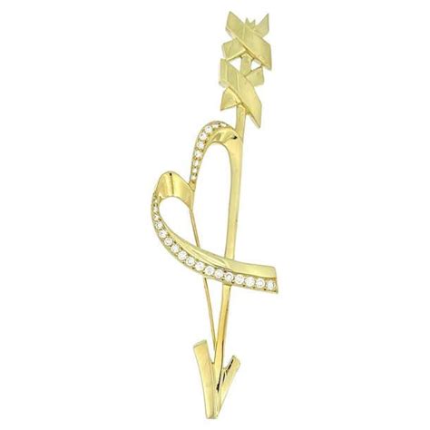 Tiffany And Co Paloma Picasso Heart And Arrow Brooch 18 Karat Gold And
