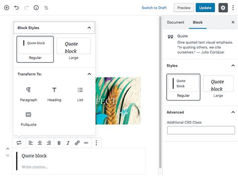 lack of consistency between text blocks · issue 12802 · wordpress