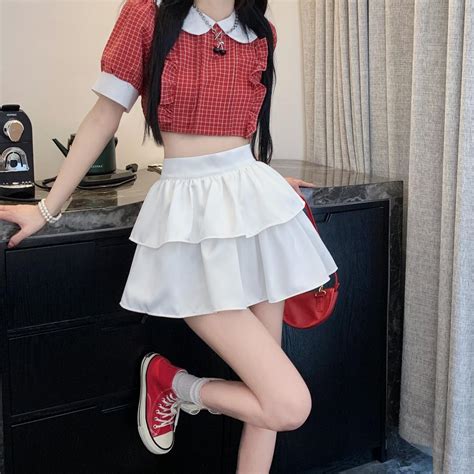 พร้อมส่งกระโปรง Y2k กระโปรงสั้น เอวสูง สไตล์เกาหลี สําหรับผู้หญิง กระโปรงนักศึกษาพลีท กระโปรง
