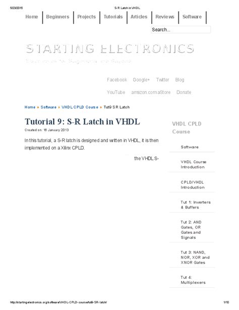 Pdf S R Latch In Vhdl Home Beginners