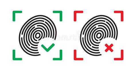 Fingerprint Icon Set Finger Print Identity Symbol Thumbprint Sign Stock Vector Illustration
