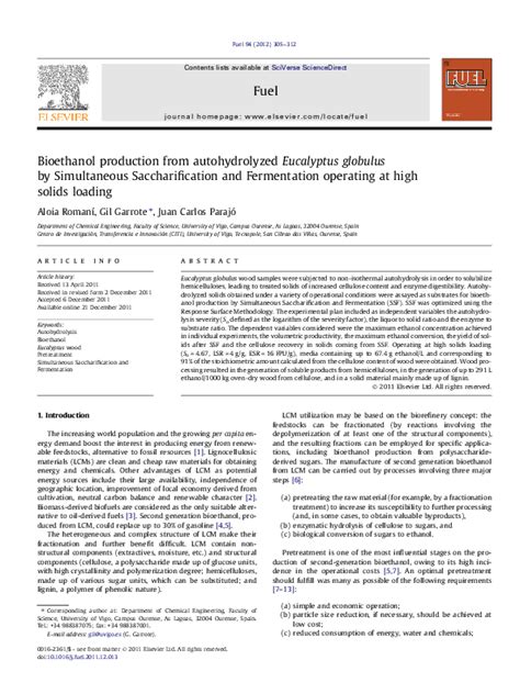 Pdf Bioethanol Production From Autohydrolyzed Eucalyptus Globulus By Simultaneous