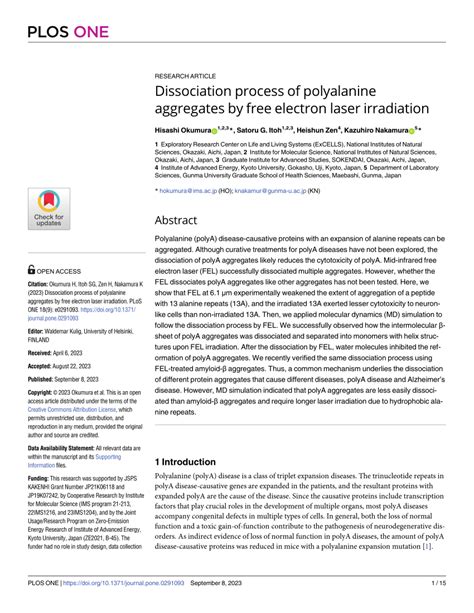 Pdf Dissociation Process Of Polyalanine Aggregates By Free Electron